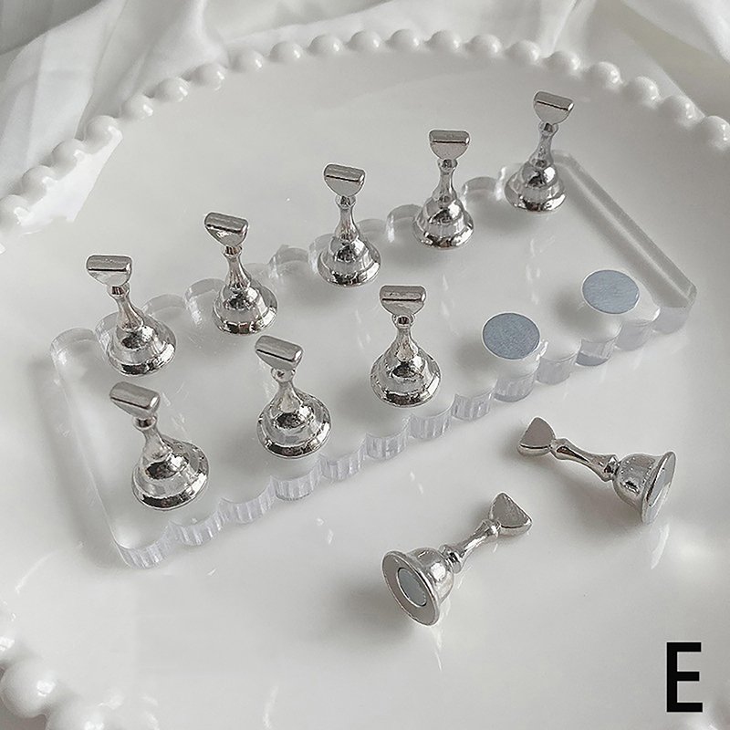Nail Art Practice Holder Acrylic Double Row Base Set Gold Sliver ...