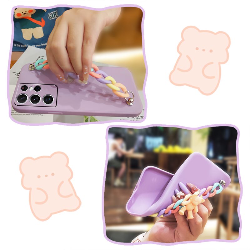 Skin feel silicone Bear bracelet Phone Case For Samsung Galaxy S21 ...
