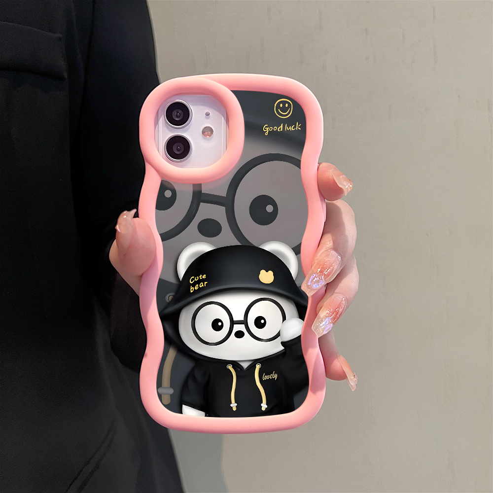 Jizetin for Vivo Y38 Y58 5G Back Cover Black Clothes Bear Macaron ...