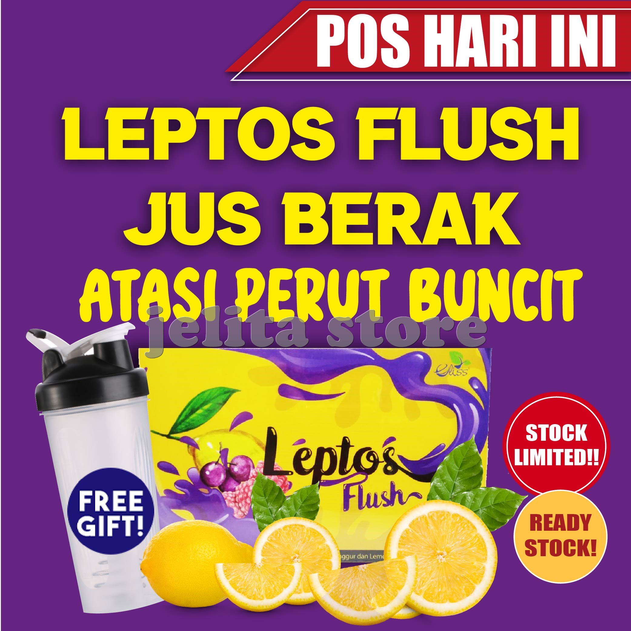 New (READY STOCK) 🔥Leptos Flush - Jus Kempis Perut, Jus Cuci Usus, Jus ...