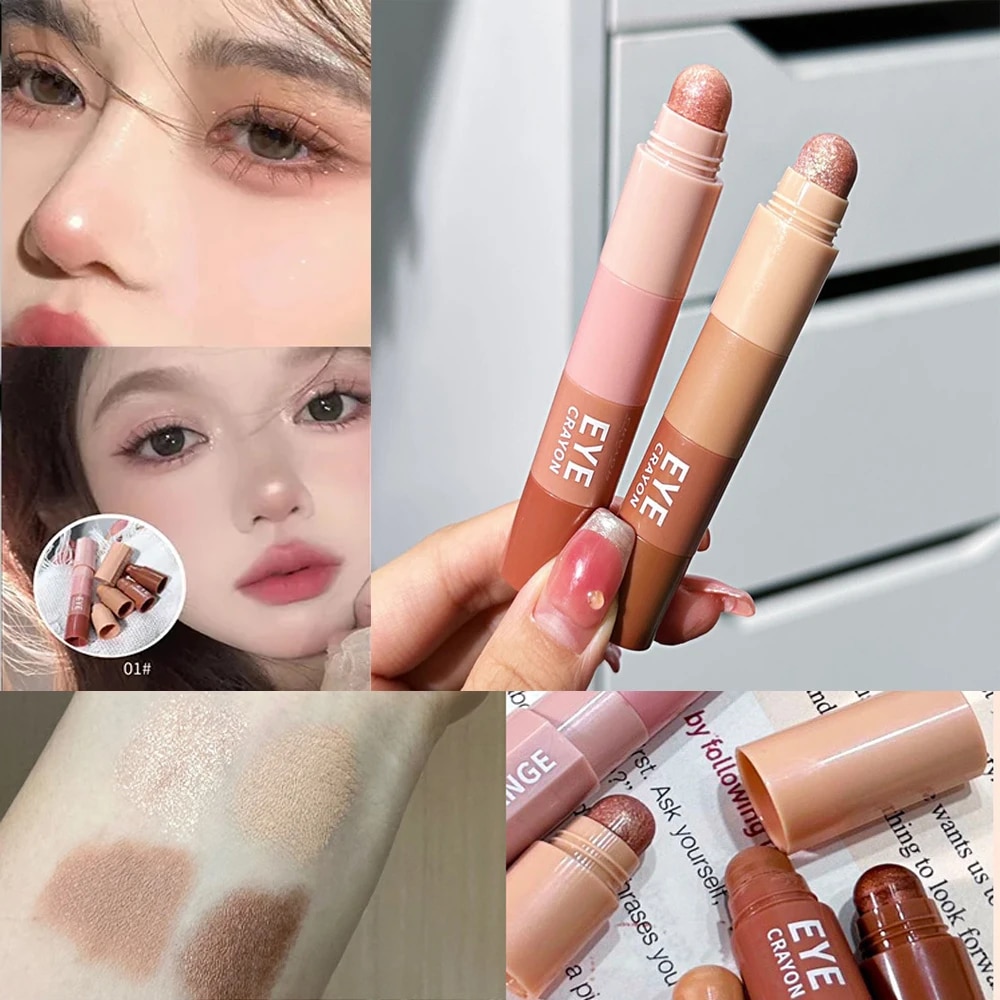 4 Colors In 1 Highlighter Stick Pearlescent Eyeshadow Pencil Blush ...