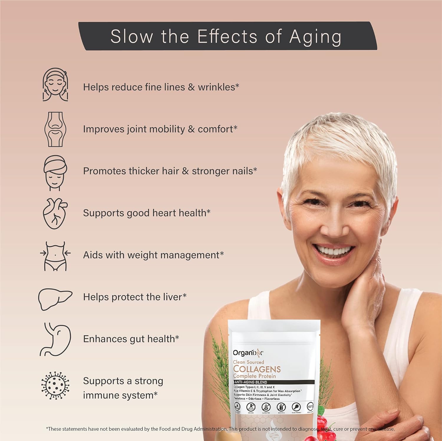 Organixx Clean Sourced Collagen Powder, Hydrolyzed Protein Powder ...