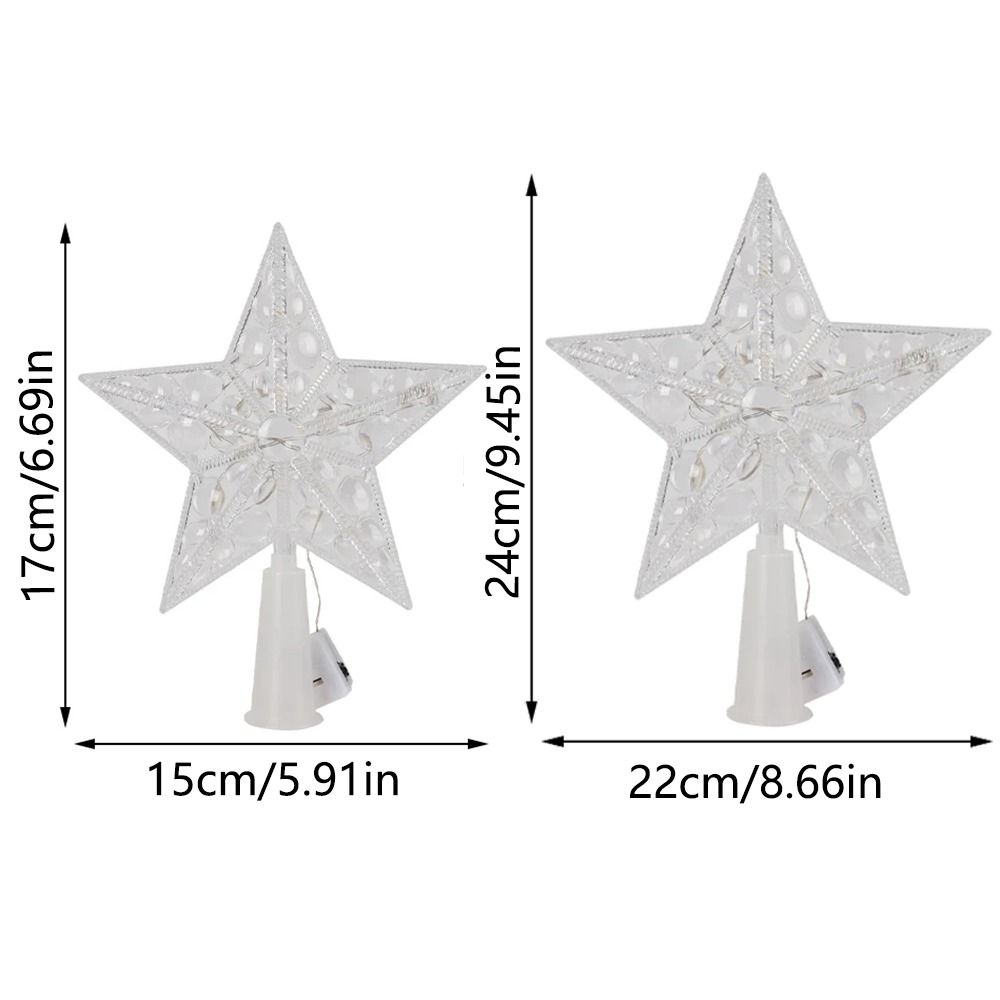 Multi-functional Transparent Christmas Star Tree Toppers Lighted Warm ...