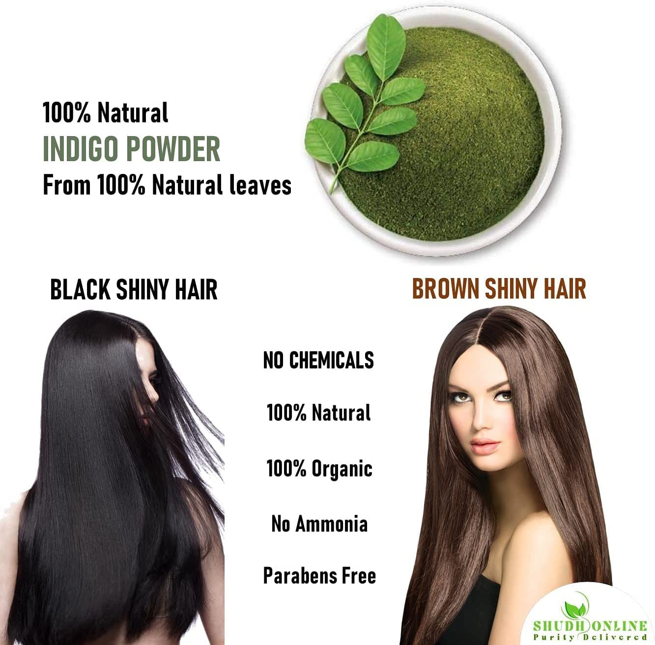 BETT Shudh Online Indigo Powder Organic for Hair Black Colour (100 ...