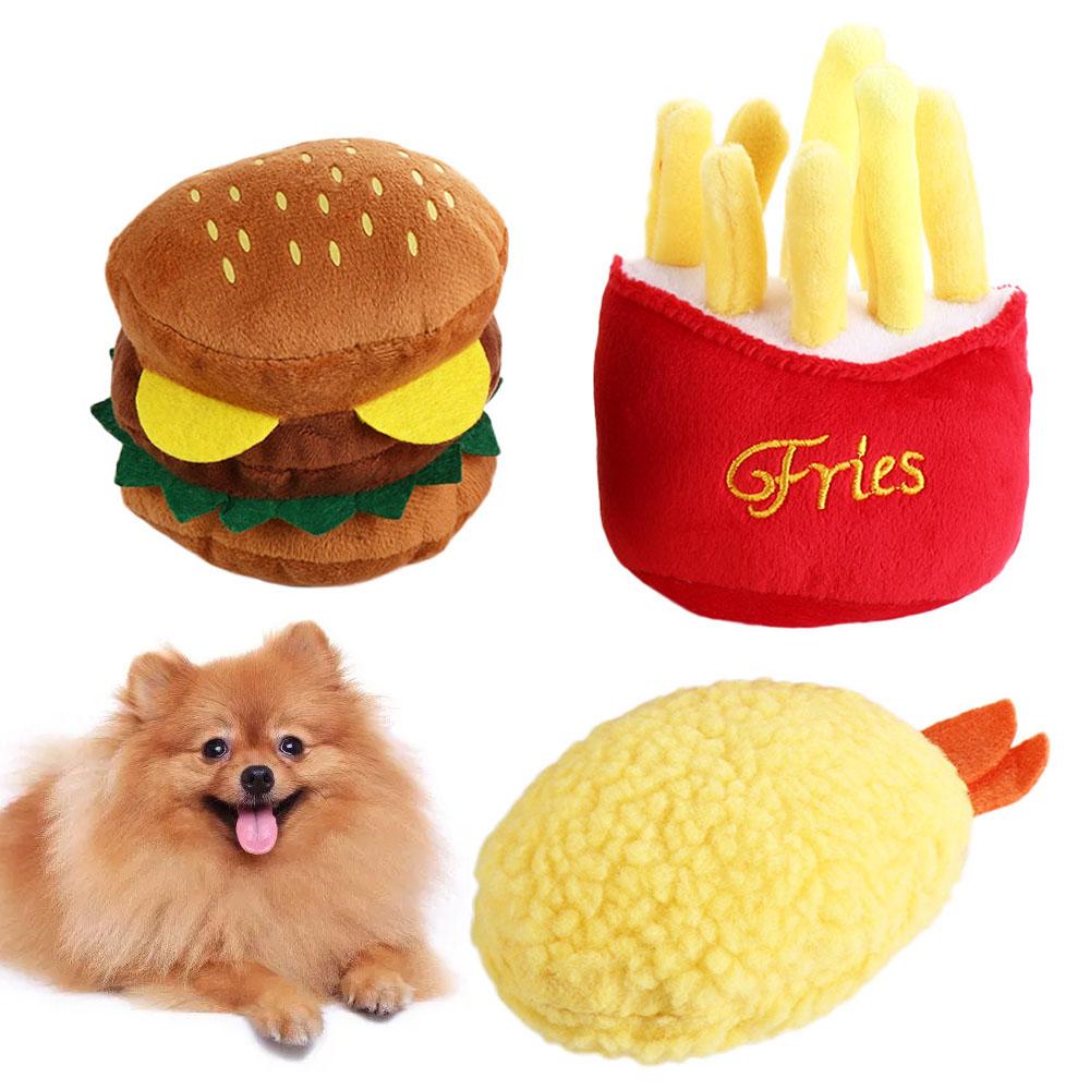 Stuffed Bite Resistant Chew French Fries Burger Puppy Playing Dog Pet ...