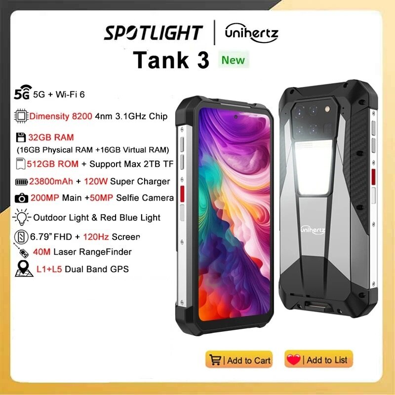 【Official shop】Unihertz Tank 3 Android 13 Smartphone Rugged 23800mAh ...