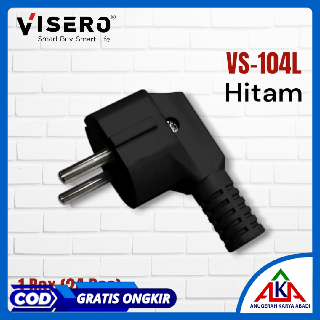Steker Arde L VISERO VS-104L 16A 250V Colokan Bulat L SNI Hitam Putih ...