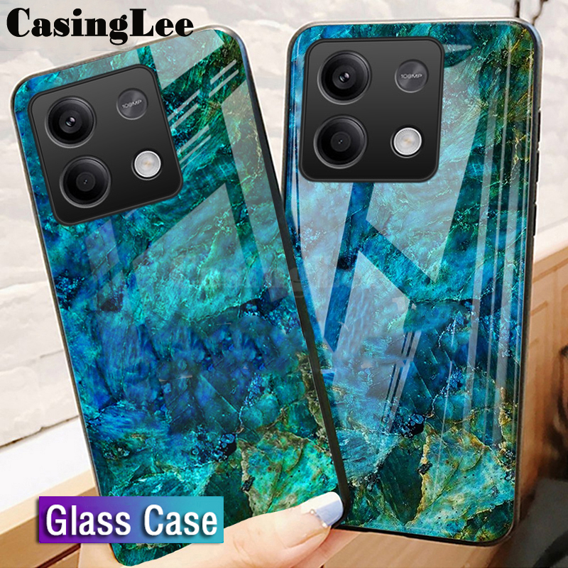 For Xiaomi Poco X6 NEO case Fashion Marble Tempered Glass Protector ...