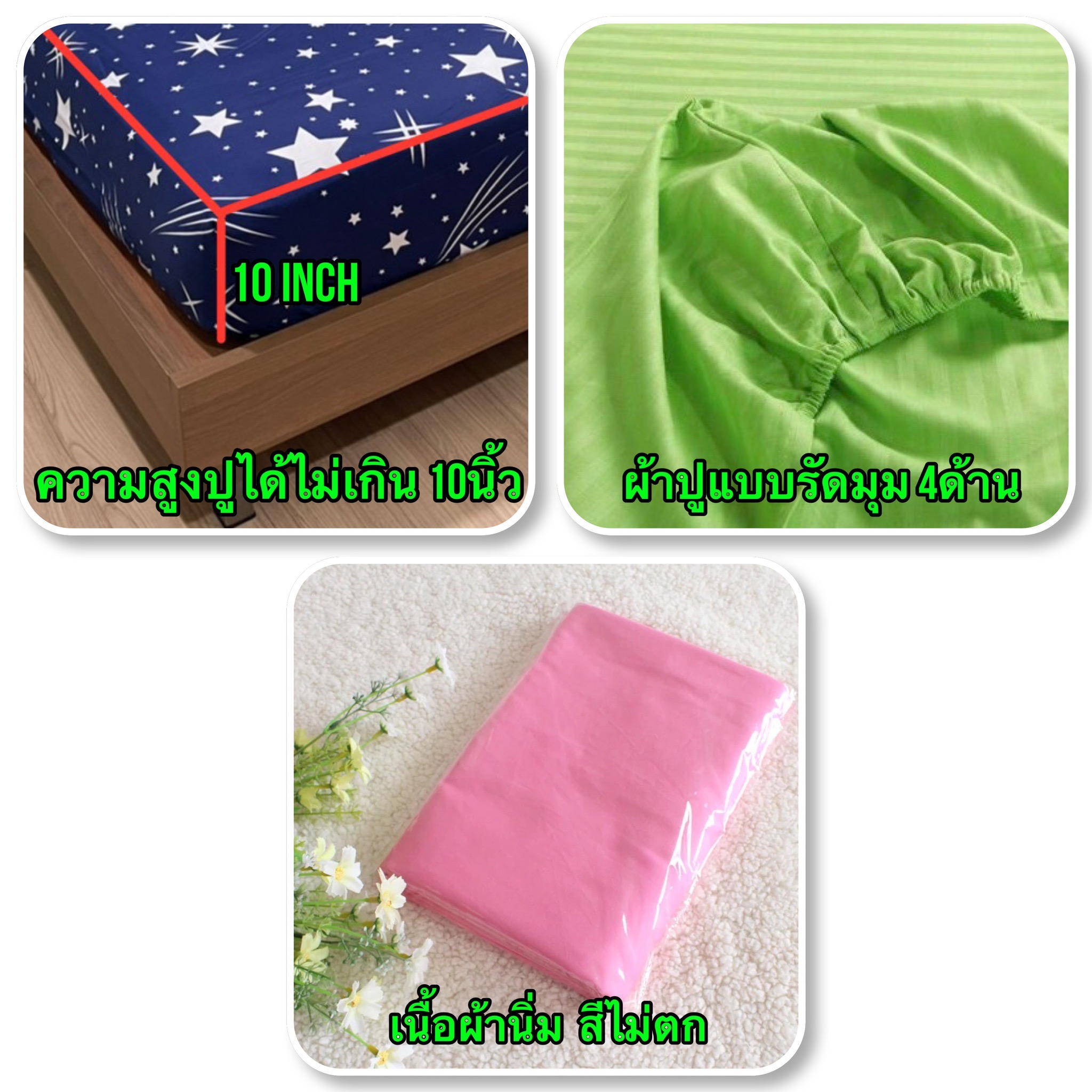 Bedsheet.BKK ผ้าปูที่นอน ????มี3.5ฟุต/5ฟุต/6ฟุต Fitted Sheet King/Queen/Single Size รหัส6032 ...