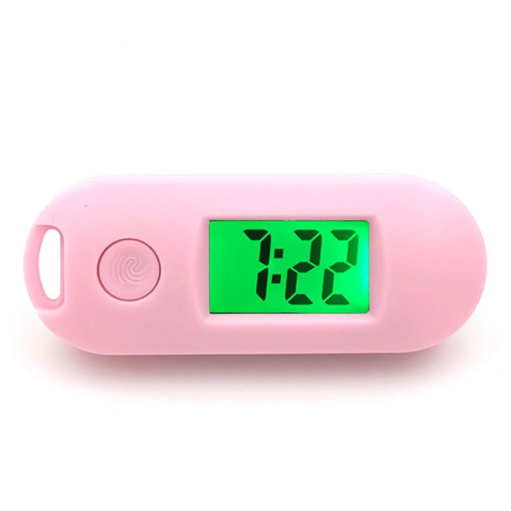 LCD Display Luminous Digital Electronic Clock Keychain Oval Watch Table ...