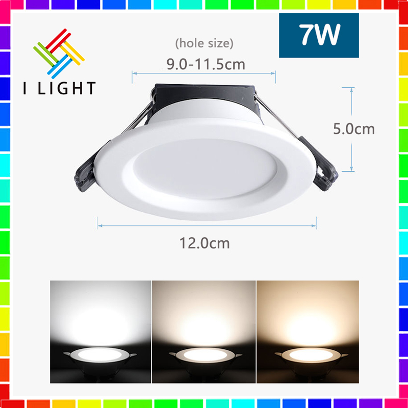 LED Downlight Recessed Pin Lights Panel Ceiling Light, 5W/7W Tri-Color ...