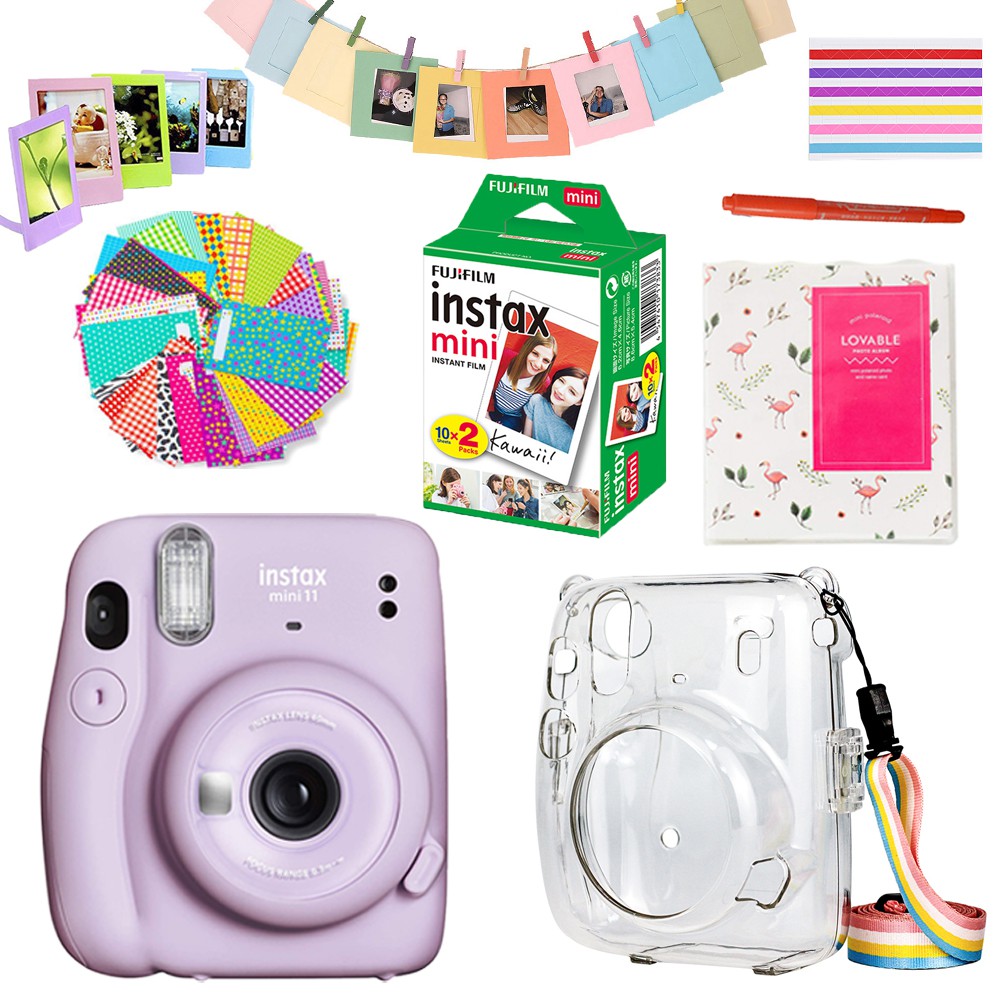 Fujifilm Instax Mini 11 Camera + 20 Sheets Fuji Instant Film + Clear ...