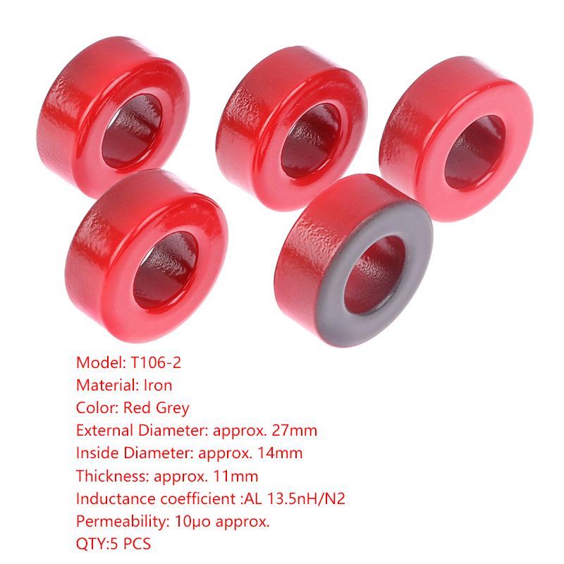 【Factory-direct】 5 Pcs 27*14*11 mm 10μo T106-2 Iron Ferrite Toroid ...