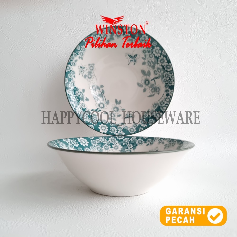 WINSTON 1pcs Mangkok Keramik 7in Sakura Blue Mangkok Makan Dalam 18cm ...