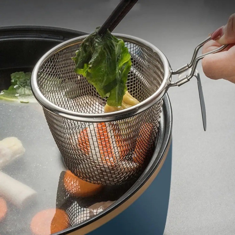 Kitchen Stainless Steel Hanging Fine Wire Mesh Food Strainer Hot Frying ...
