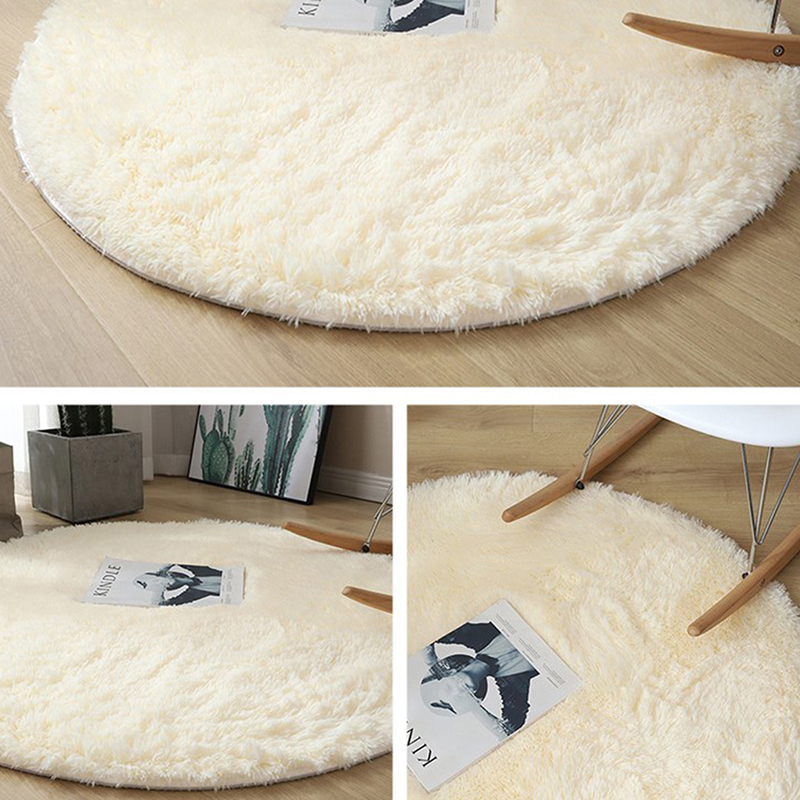 Fluffy Wool Rug Living Room Carpets Faux Fur Round Mat Kids Room Long ...