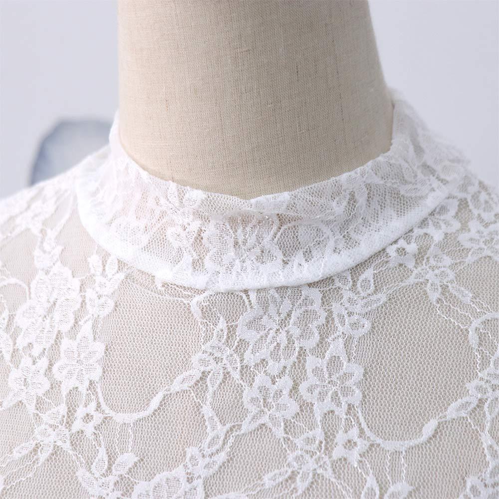 Floral Lace Bottomed Blouse Half High Collar Embroidery Long Sleeve ...