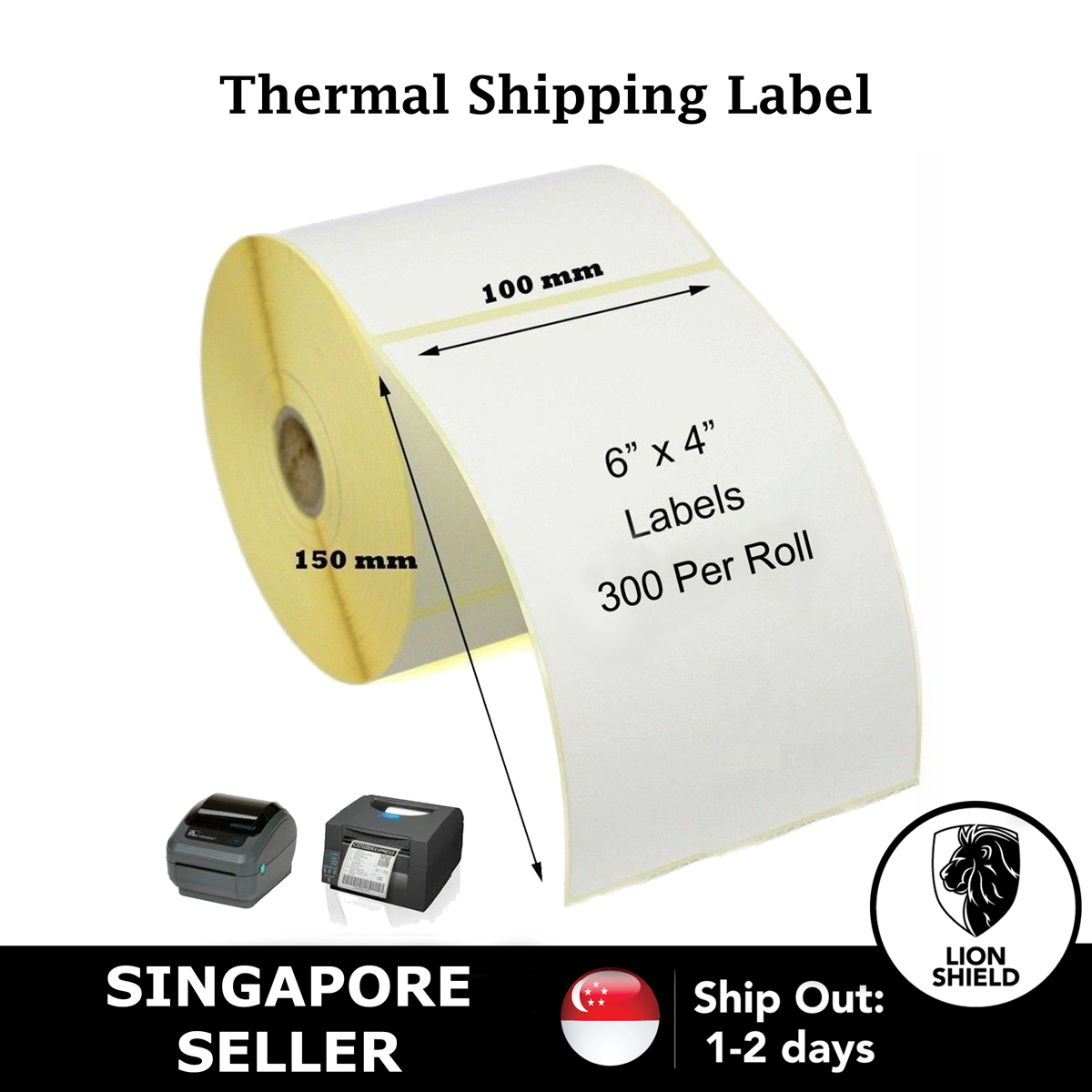 (SG) Thermal Shipping Label Paper Roll (300pcs 100*150mm) - Airway Bill ...