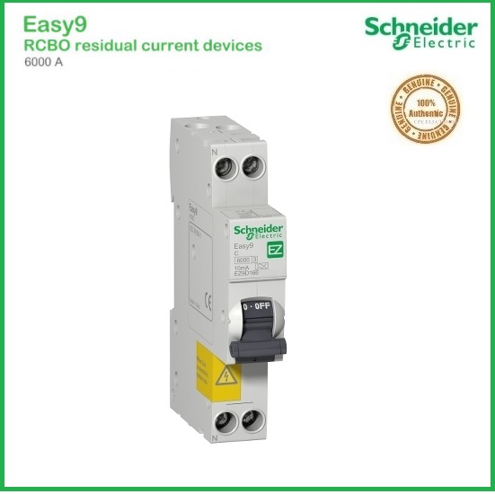 Schneider Easy9 EZ9D16625 RCBO, 25A, 1P+N, 6kA, C Curve 10mA | Lazada