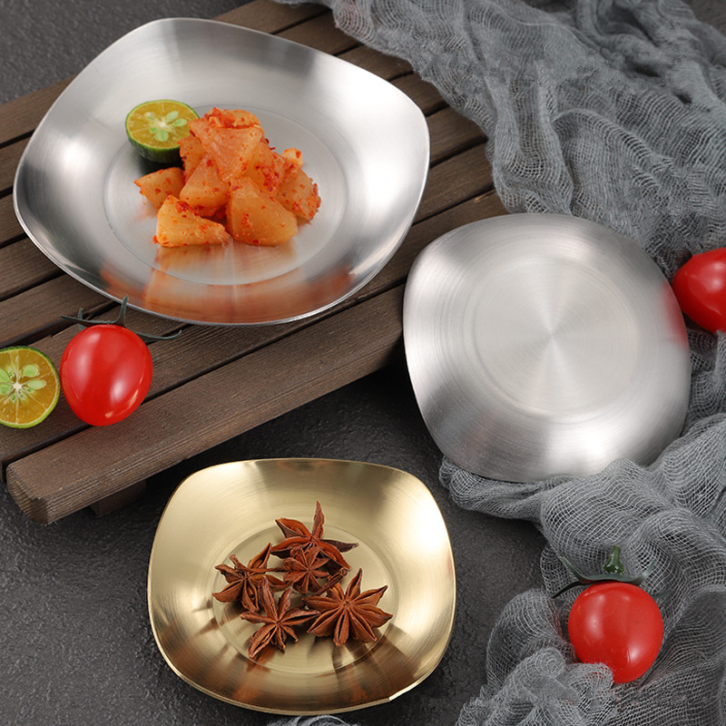 1pc Stainless Steel Dinner Plates Korean Style Seasoning Kimchi ...