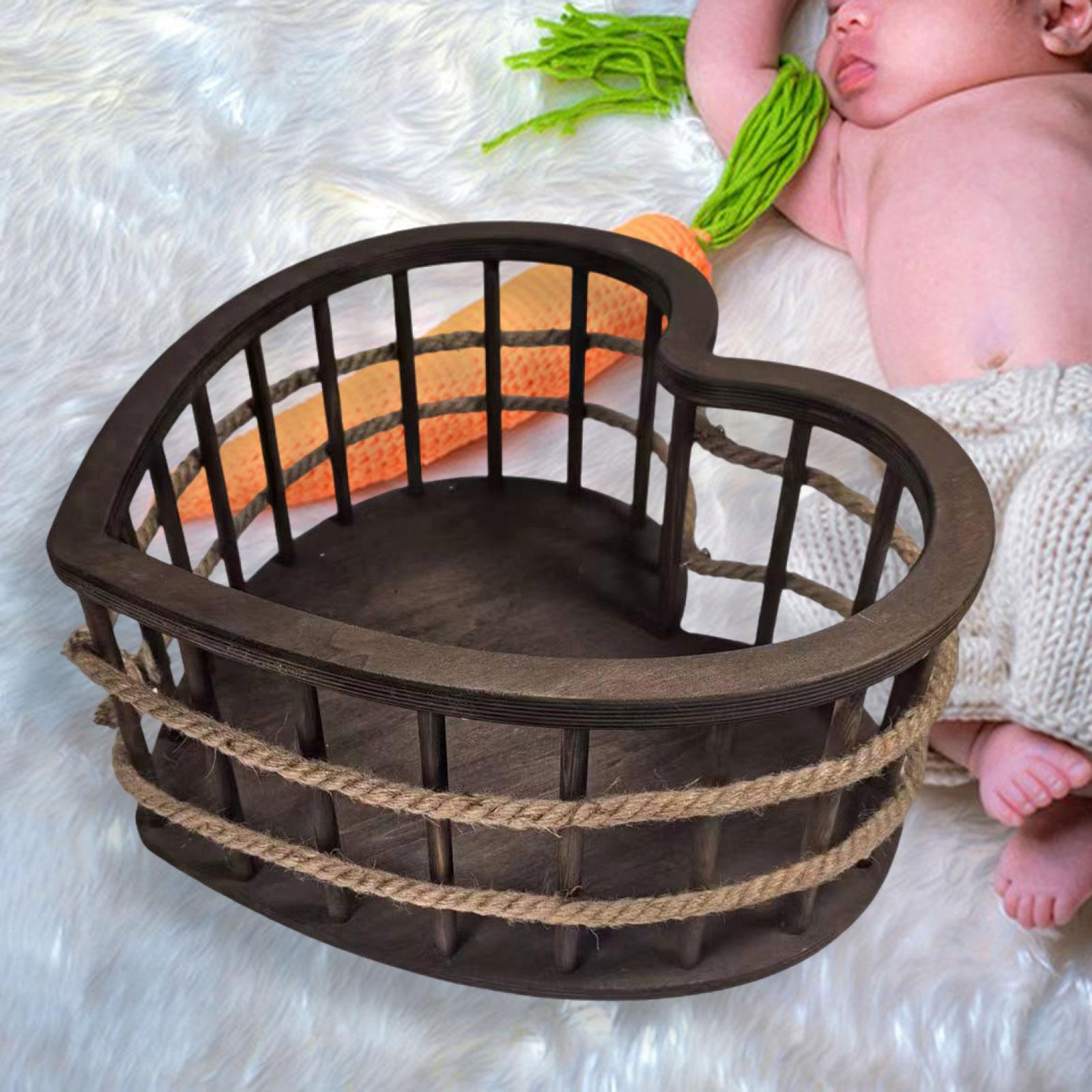 BolehDeals Baby Photography Props Basket Wood Basin Baby Posing Basket ...