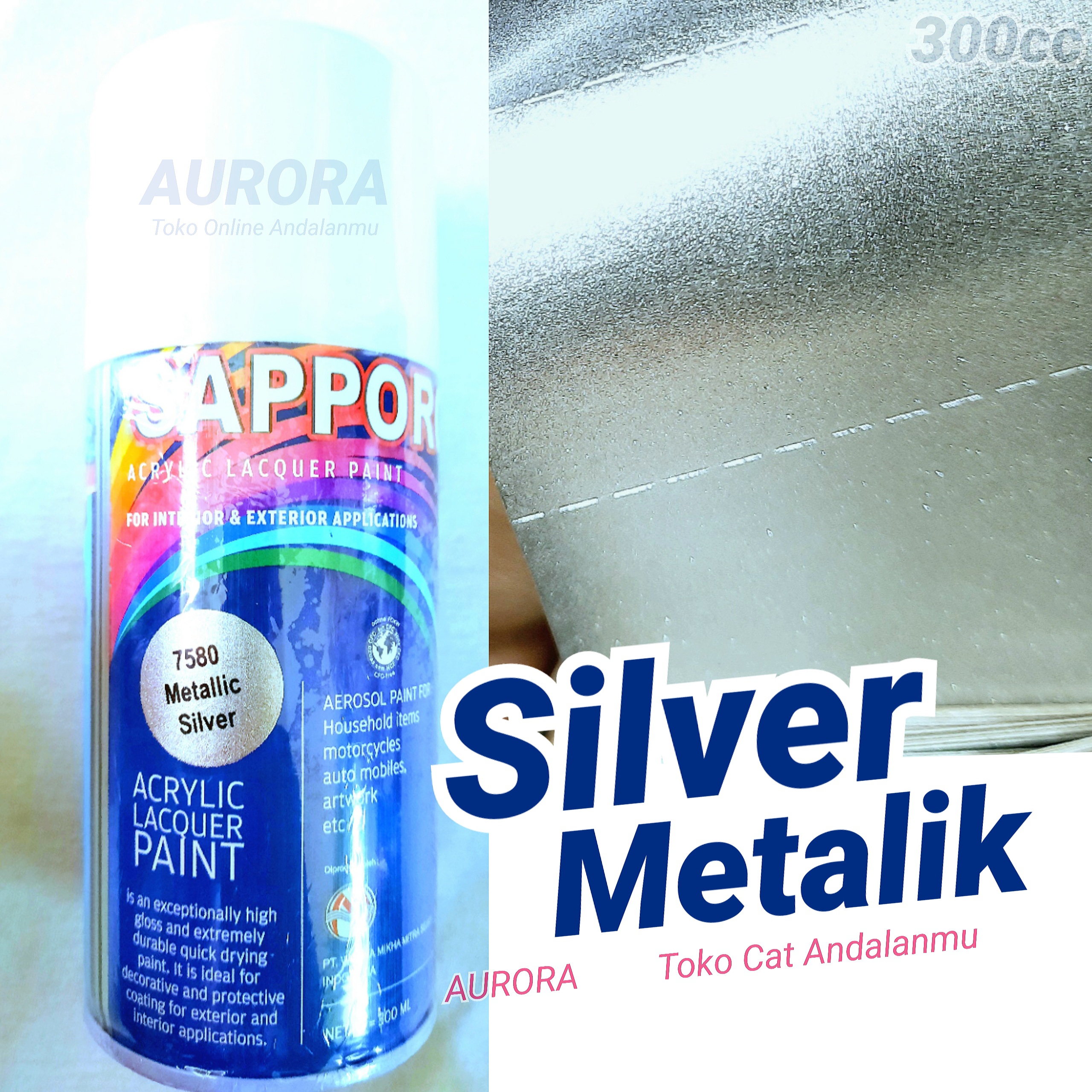 Cat Silver Metalik Sapporo Metallic Silfer Saporo Cet Pilox Pilok Pylox ...