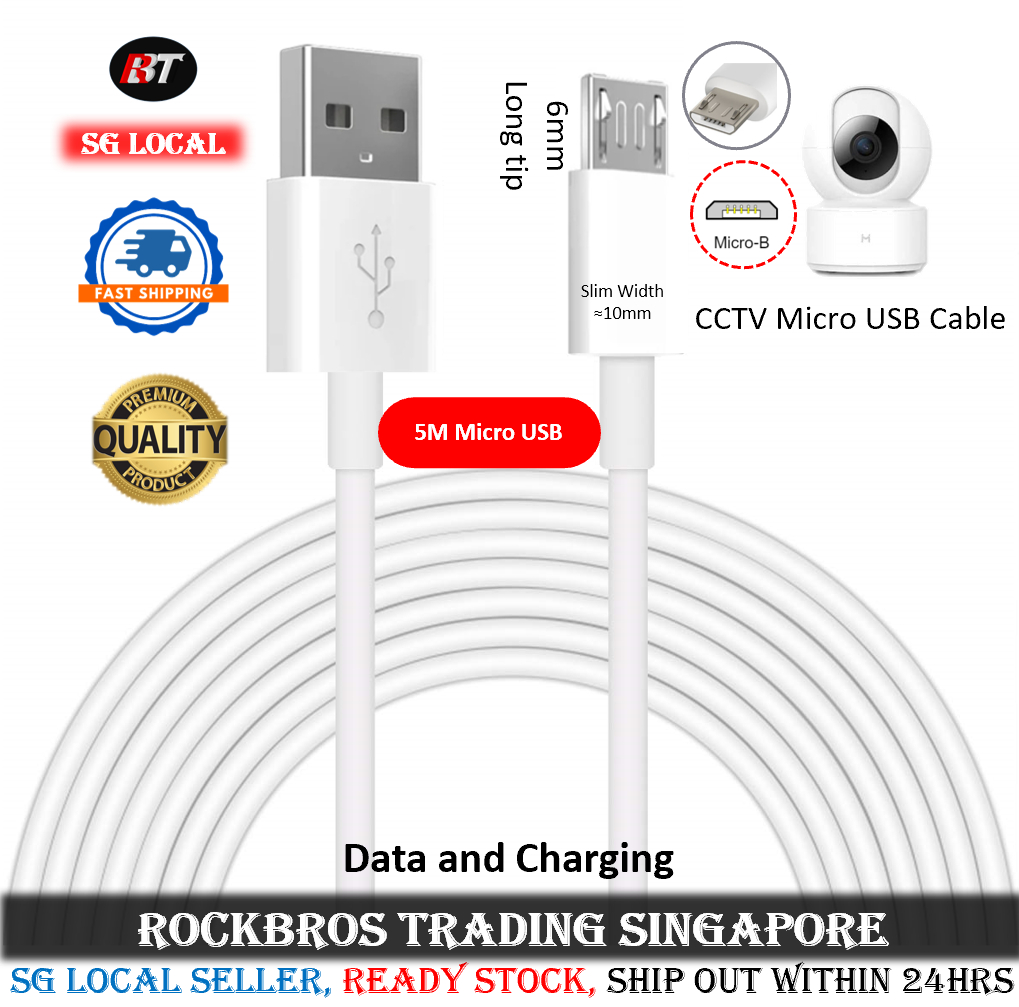 SG Delivery Micro USB Cable 2m 3m 5m 8m for Xiaomi CCTV 5 meter micro ...