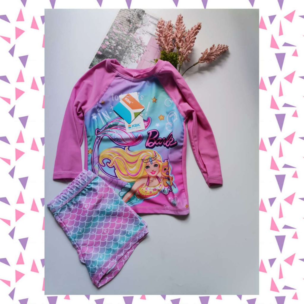 Swimwear Terno rash guard "Barbie" for girl kids | Lazada PH