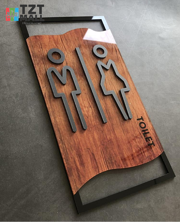 TZT MALL Acrylic Washroom Signage Address Plaque Plate Decor Toilet ...