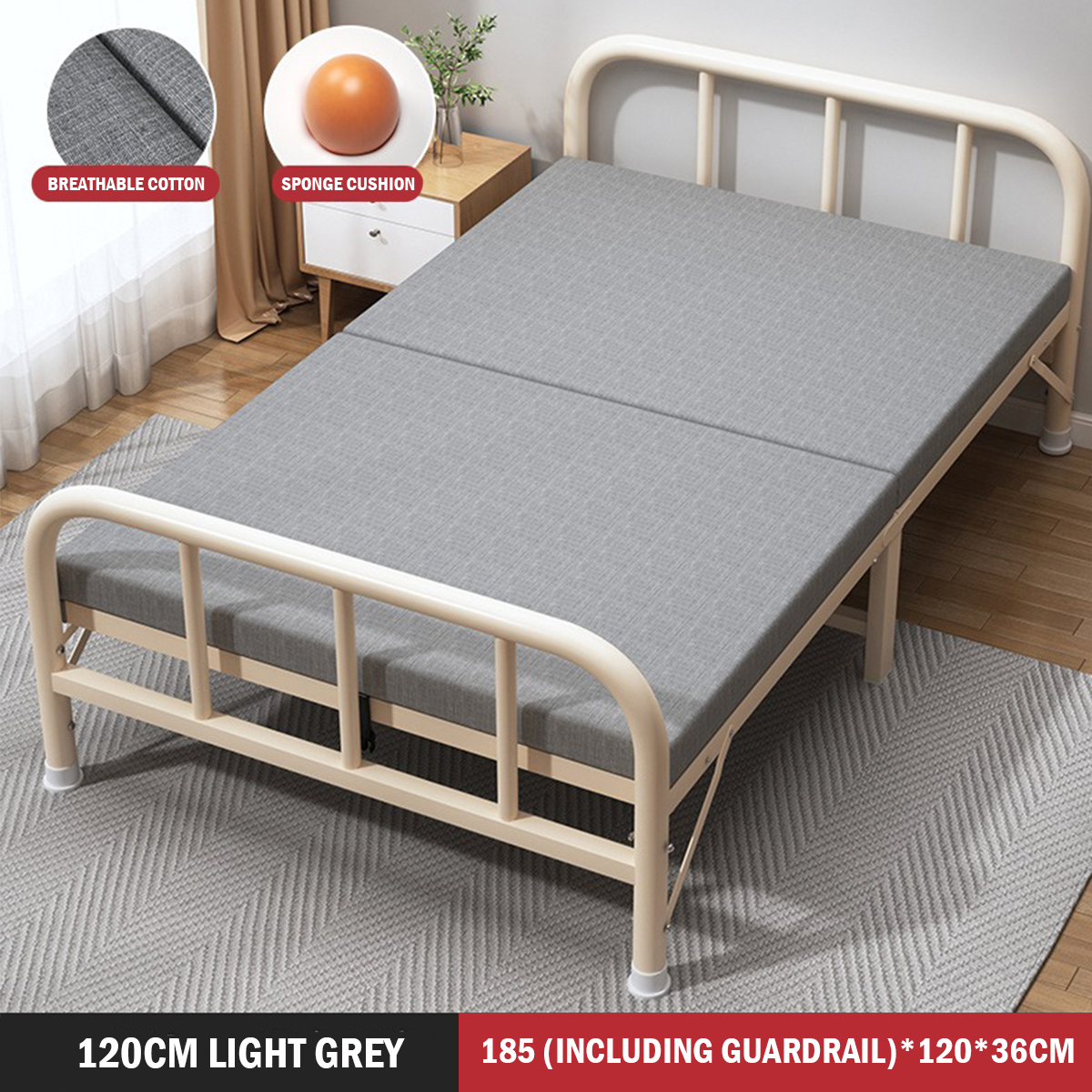 Foldable Bed with Frame Single Double Bed/Bed Frame with Topper/Ready ...