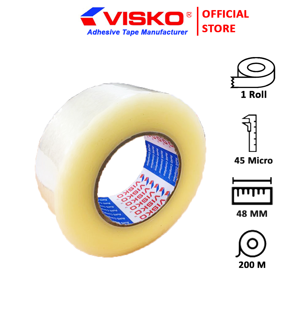 Visko [1 Roll] Opp Tape 48mm x 200m Clear Salotape Packaging Tape | Lazada