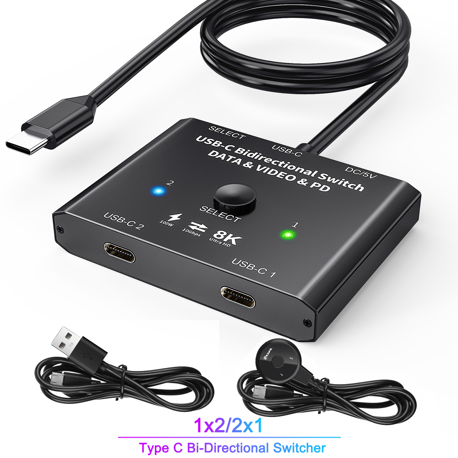 Customized Type C Splitter 3 1 8k Kvm Switch Usb C Two Way Switch 100w