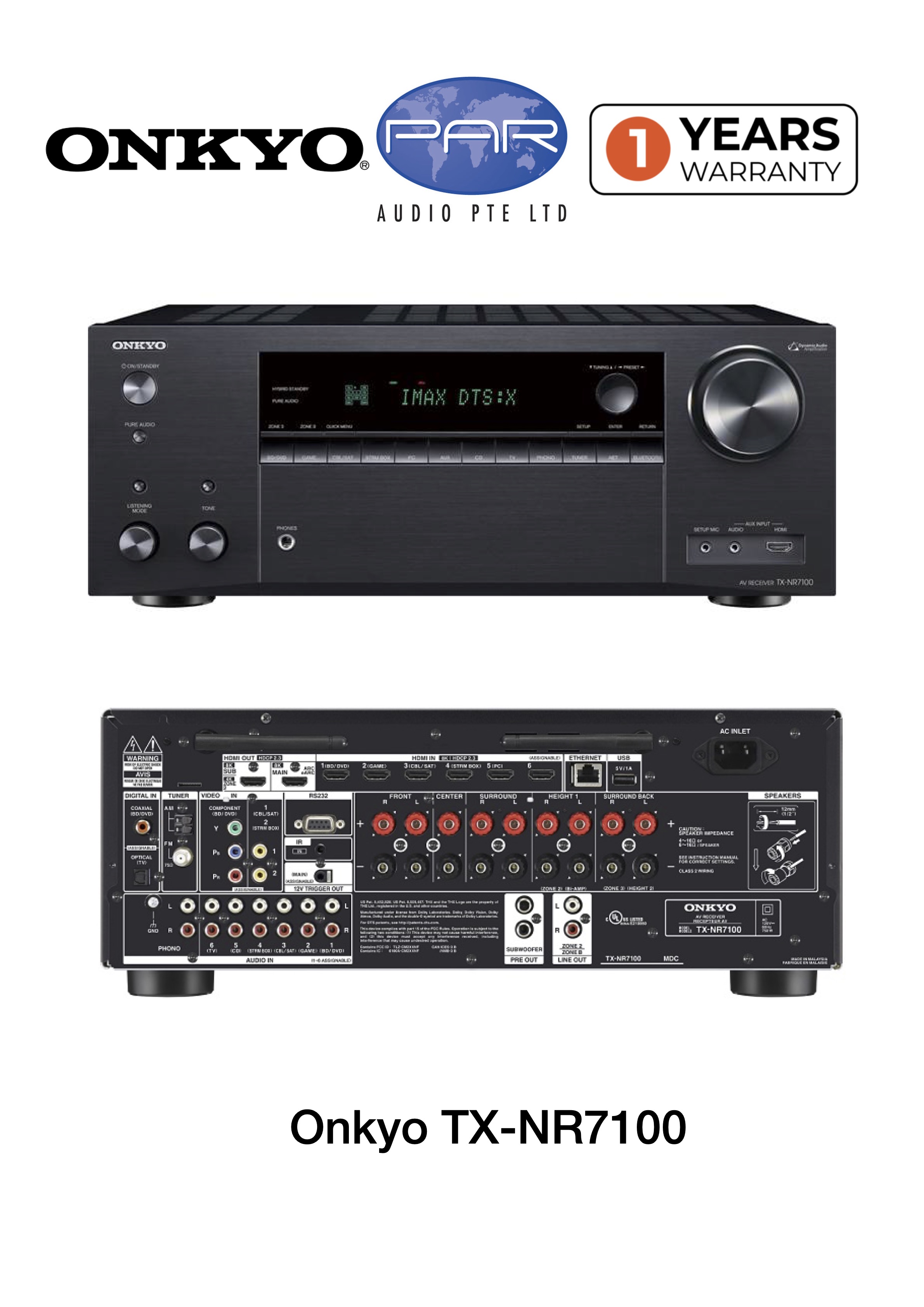 Onkyo TX-NR7100, ONE YEAR WARRANTY, 9.2-Channel THX Certified AV ...