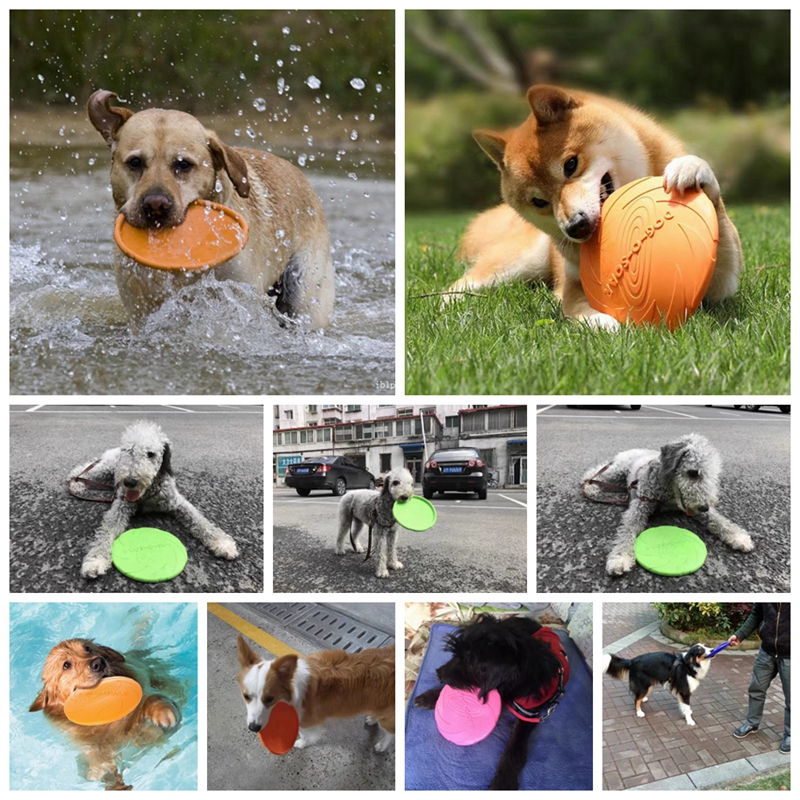 15/18/22cm Pet Dog Silicone Game Flying Discs Anti-Chew Dog Toy Flying ...