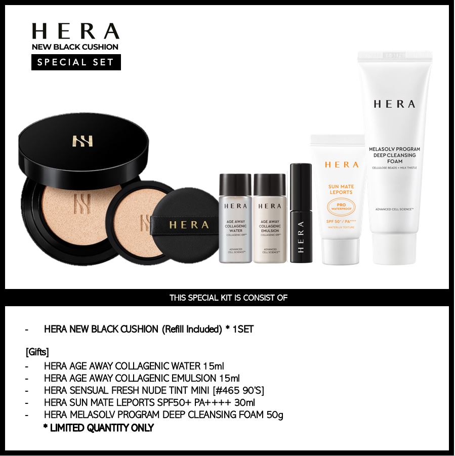 [พร้อมส่ง/ฟรี ของแถม] ???????? HERA คุชชั่น NEW BLACK CUSHION SPF34 PA++ (15g with case, 15g ...