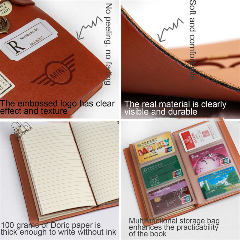 A6 Vintage Journey Spiral Dairy Notebook Leather Sketch Book Travel ...