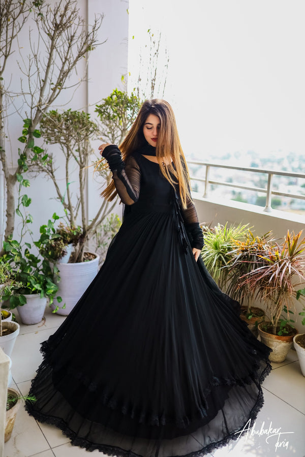 Stylish Long Frock for Women with Fancy Flair 3-Piece - Party Wear ...