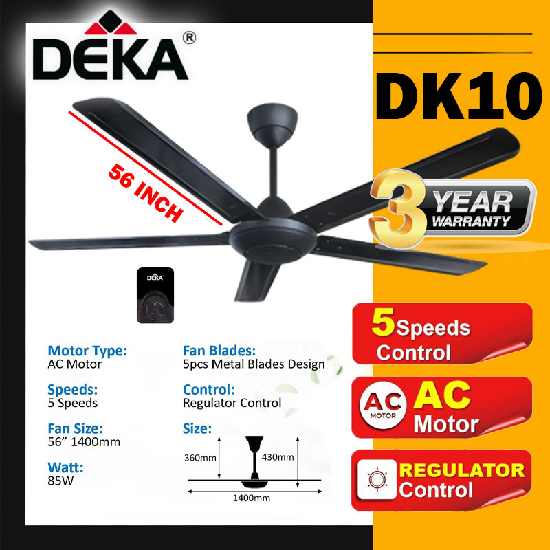 DEKA DK10 DR9 60″ inch Regulator Ceiling Fan 5 Speed Control 3 Fan ...