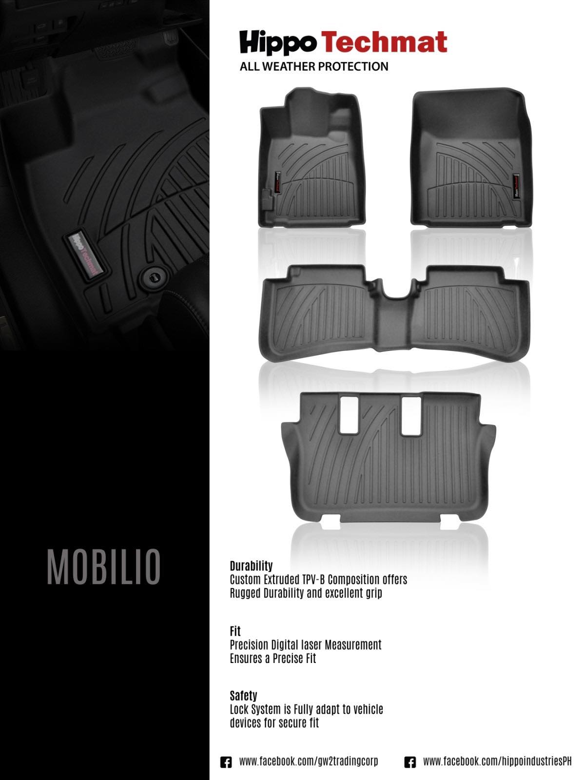 HONDA MOBILIO / BRV 2017-2022 Hippo Techmat Pro Deep Dish | Lazada PH
