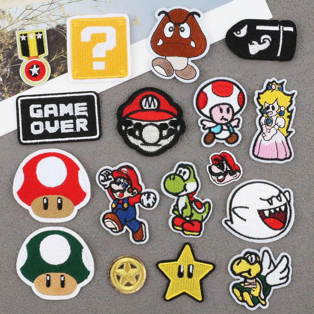 Mario Anime Characters Clothes Embroidery Jeans Jacket Embroidered ...