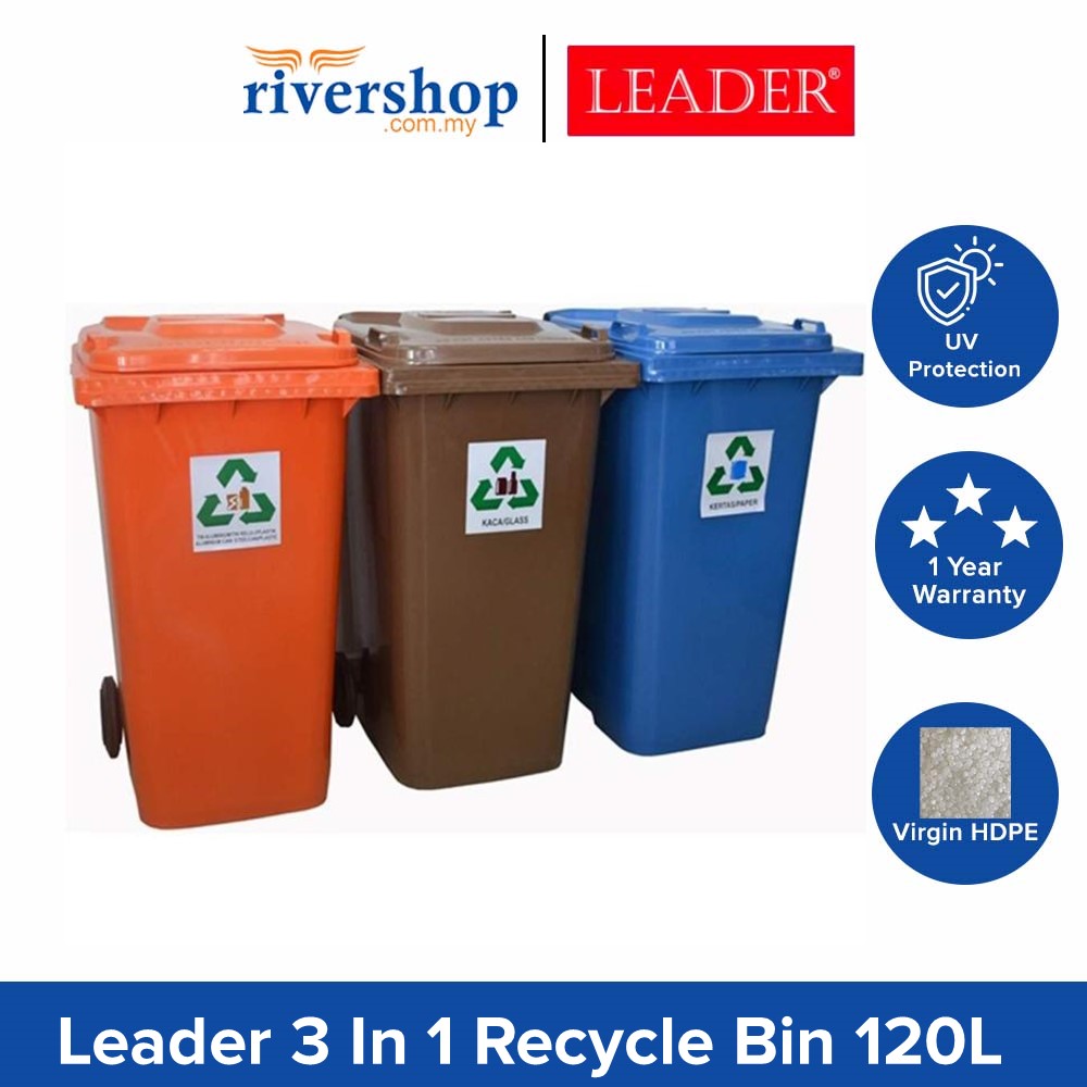 Leader 120Litres 3 in 1 Recycle Bin / Recycle Dustbin / Mobile Garbage ...