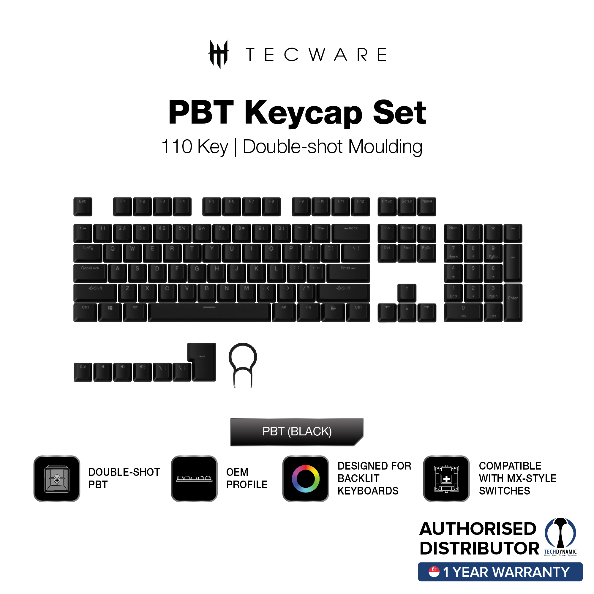 Tecware 110 / 111Key, Double Shot PBT / PBT Pudding Keycap Set, Backlit ...