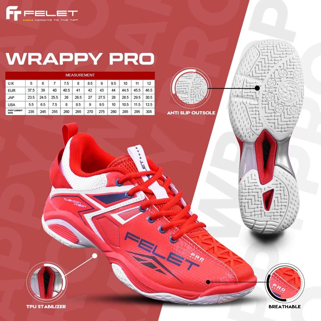 Felet New WRAPPY Pro Badminton Shoes Pro Series High End Kasut Badminton | Lazada