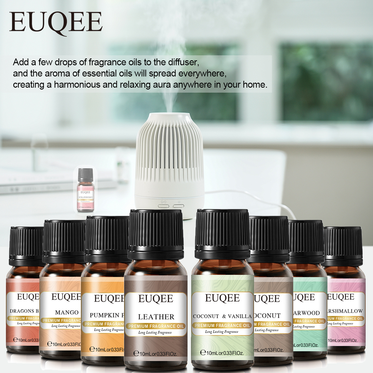 EUQEE 10ml Woody Fruit Fragrance Oil For Humidifier DIY Soap Candle Making Cedarwood Forest Pine ...