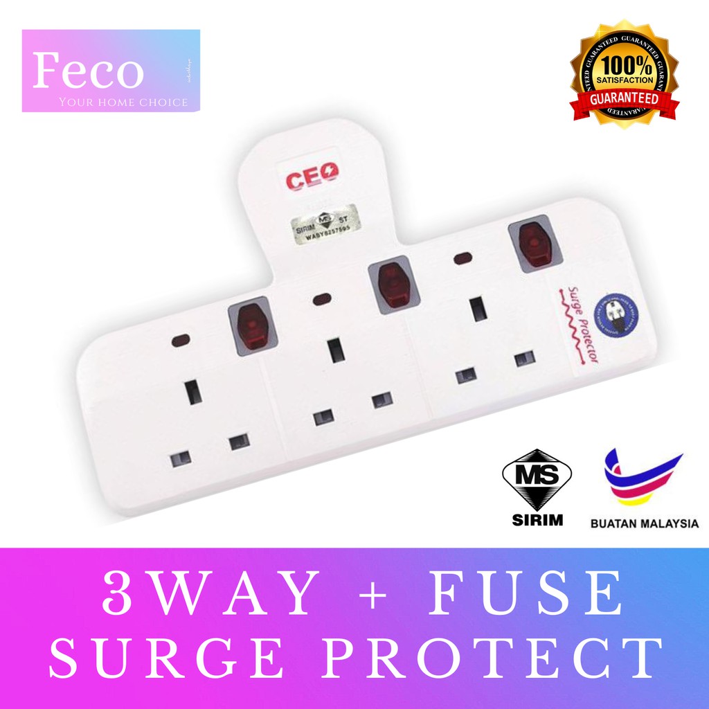 3 Way 4way T Adaport 3pin Socket Extension Socket Extention Plug With Neon Indicator Sirim