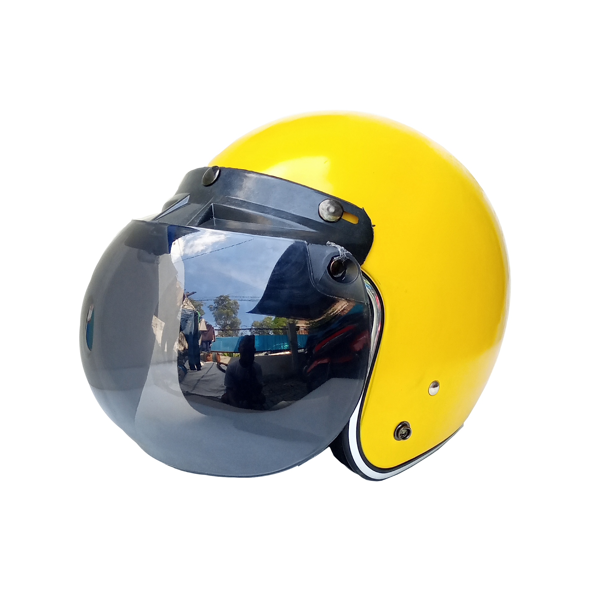 PREMIUM !!! Helm Retro List Chrome Kaca Cembung | Lazada Indonesia