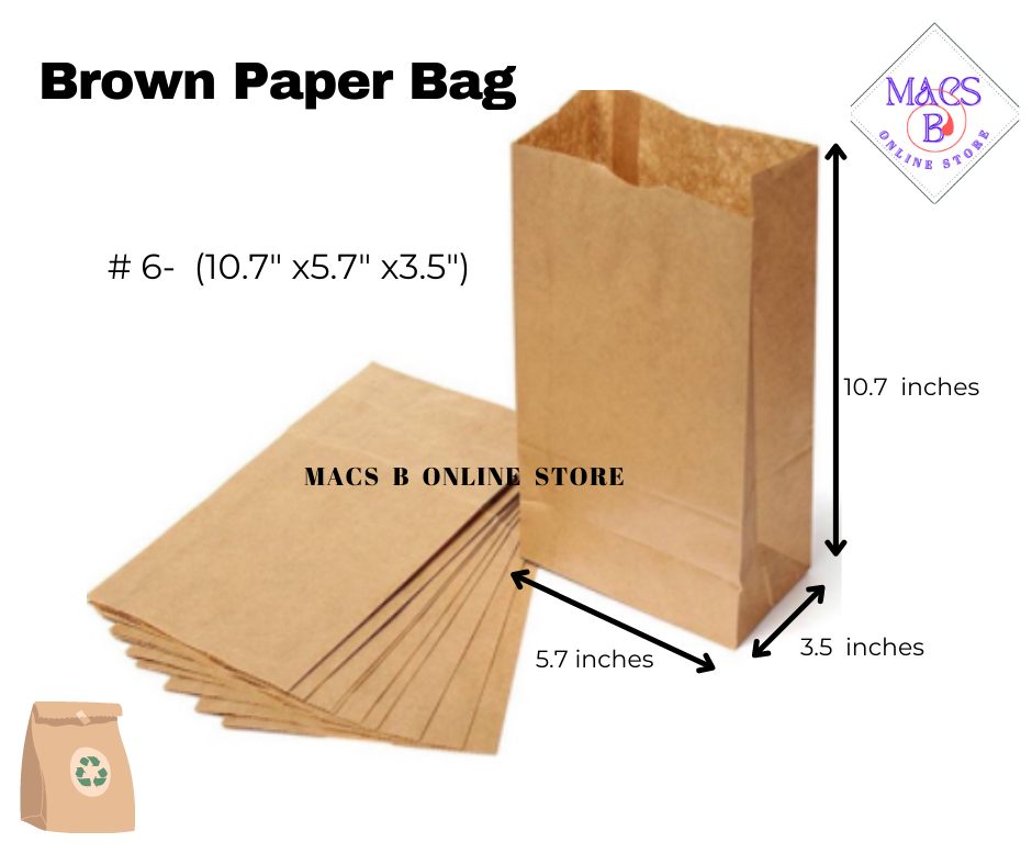 Shopping Paper brown bag / Takeout brown paper bag #4, #5, #6 | Lazada PH