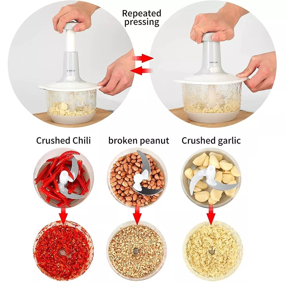 1500 ML Hand Pat Food Processor - Hand Push Chopper Machine Food ...