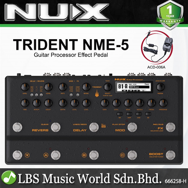 NUX Trident NME-5 Multi Effect Processor Guitar Pedal with Amp Modeler ...