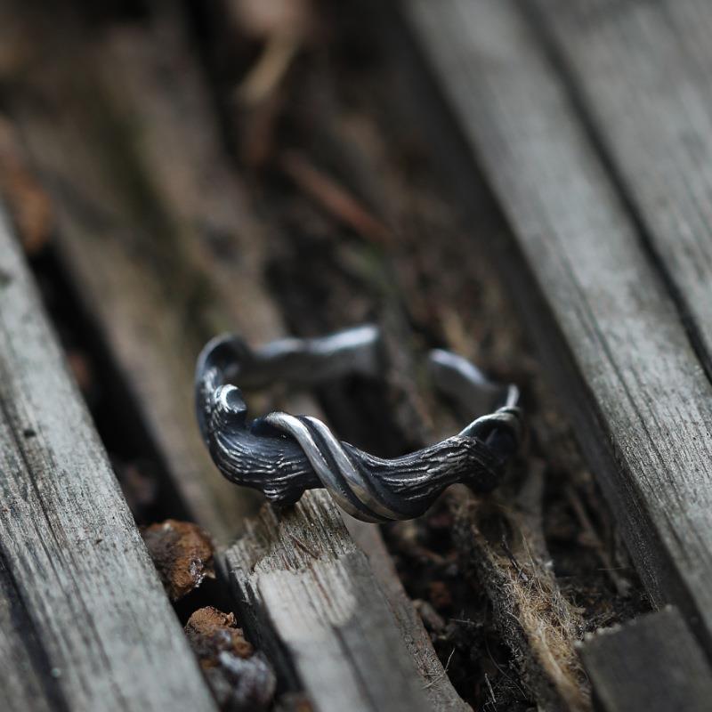 【Best Price Guaranteed】Vintage old 999 "driftwood" ring silver male ...